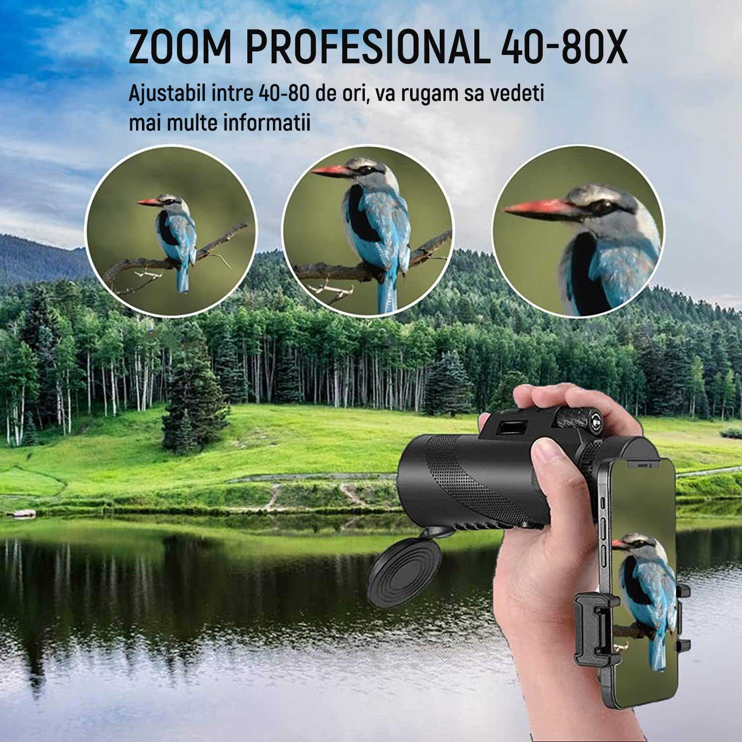 Monoclu Telescop profesional HD 80X100 de Inalta Definitie cu Suport ...