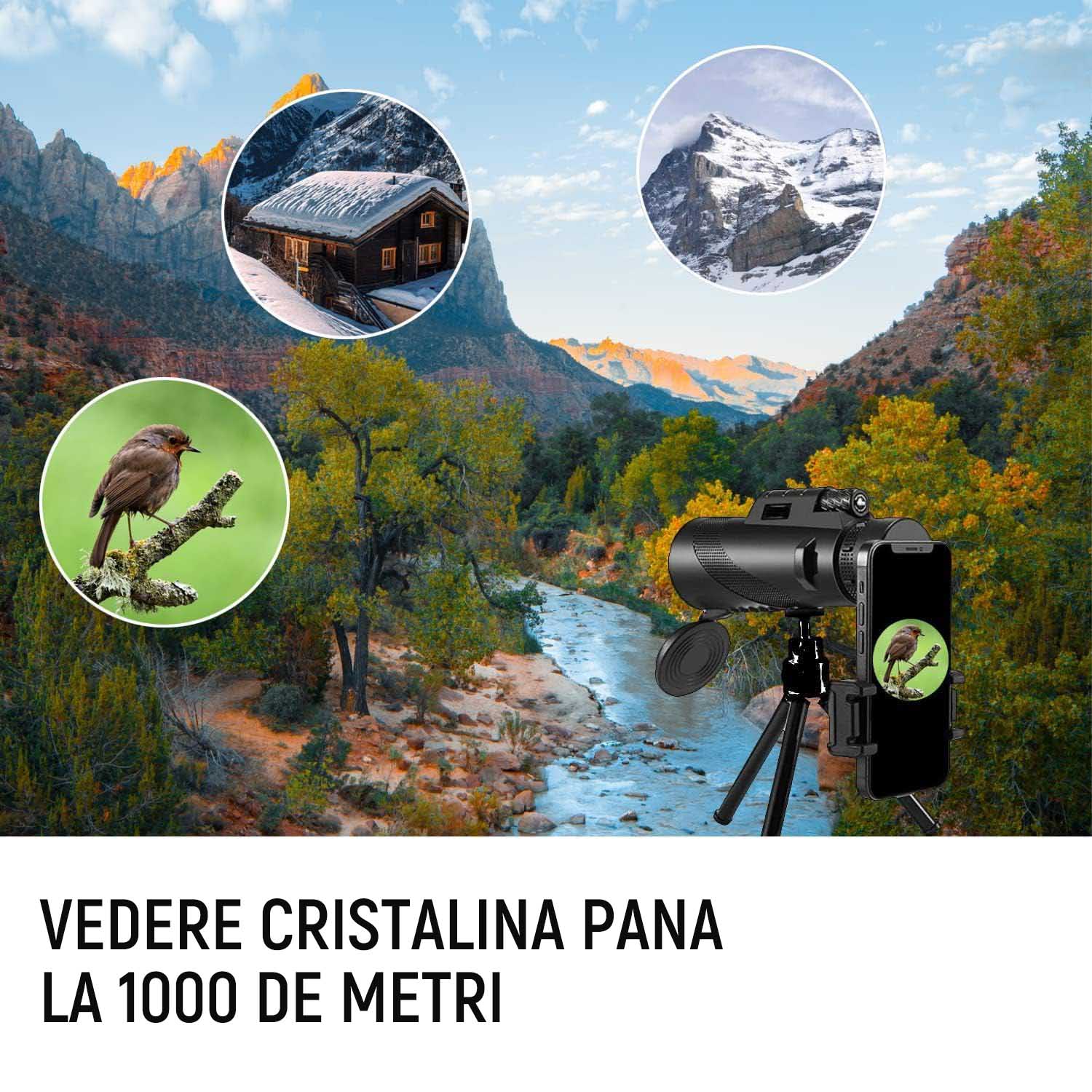 Monoclu Telescop profesional HD 80X100 de Inalta Definitie cu Suport ...