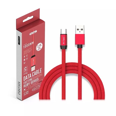 Cablu USB TYPE C 1m plat rosu 2.4A RUBY EDITION V-Tac SKU-8631 - eMAG.ro