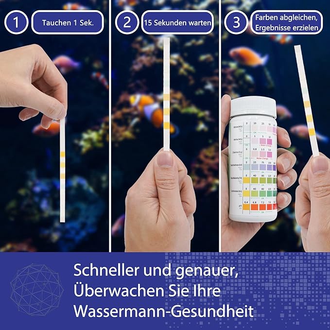 Test apa, JENUOS®, 100 Benzi de testare 6 in 1, clor liber/clor total ...