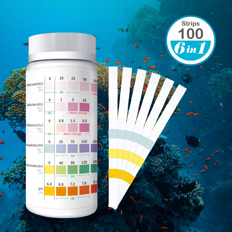 Test apa, JENUOS®, 100 Benzi de testare 6 in 1, clor liber/clor total ...