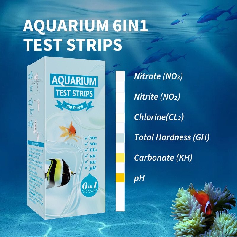 Test apa, JENUOS®, 100 Benzi de testare 6 in 1, clor liber/clor total ...