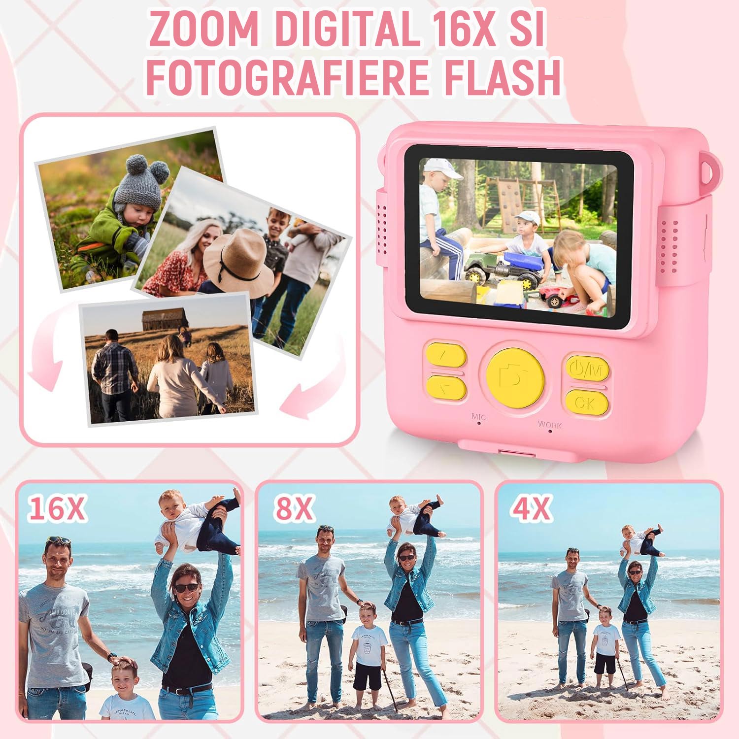 Camera foto digitala pentru copii, imprimare instantanee, 1080P HD, 2.4 ...