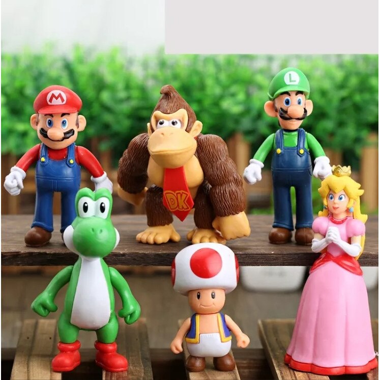 Set 6 figurine de actiune, Super Mario Bros, PVC/ABS, 4-7 cm ...