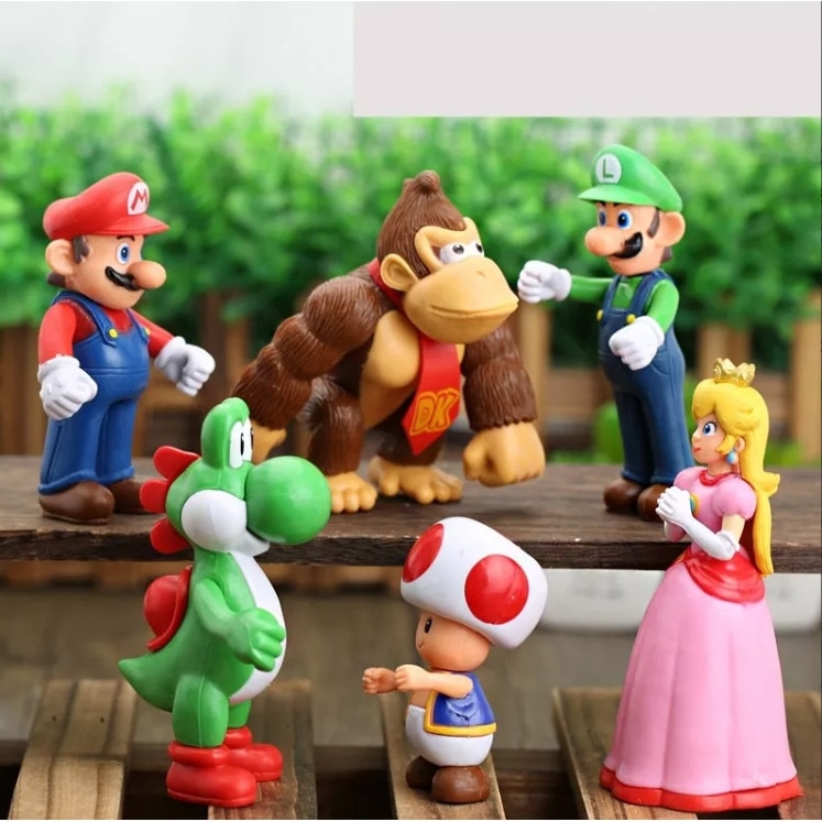 Set 6 figurine de actiune, Super Mario Bros, PVC/ABS, 4-7 cm ...
