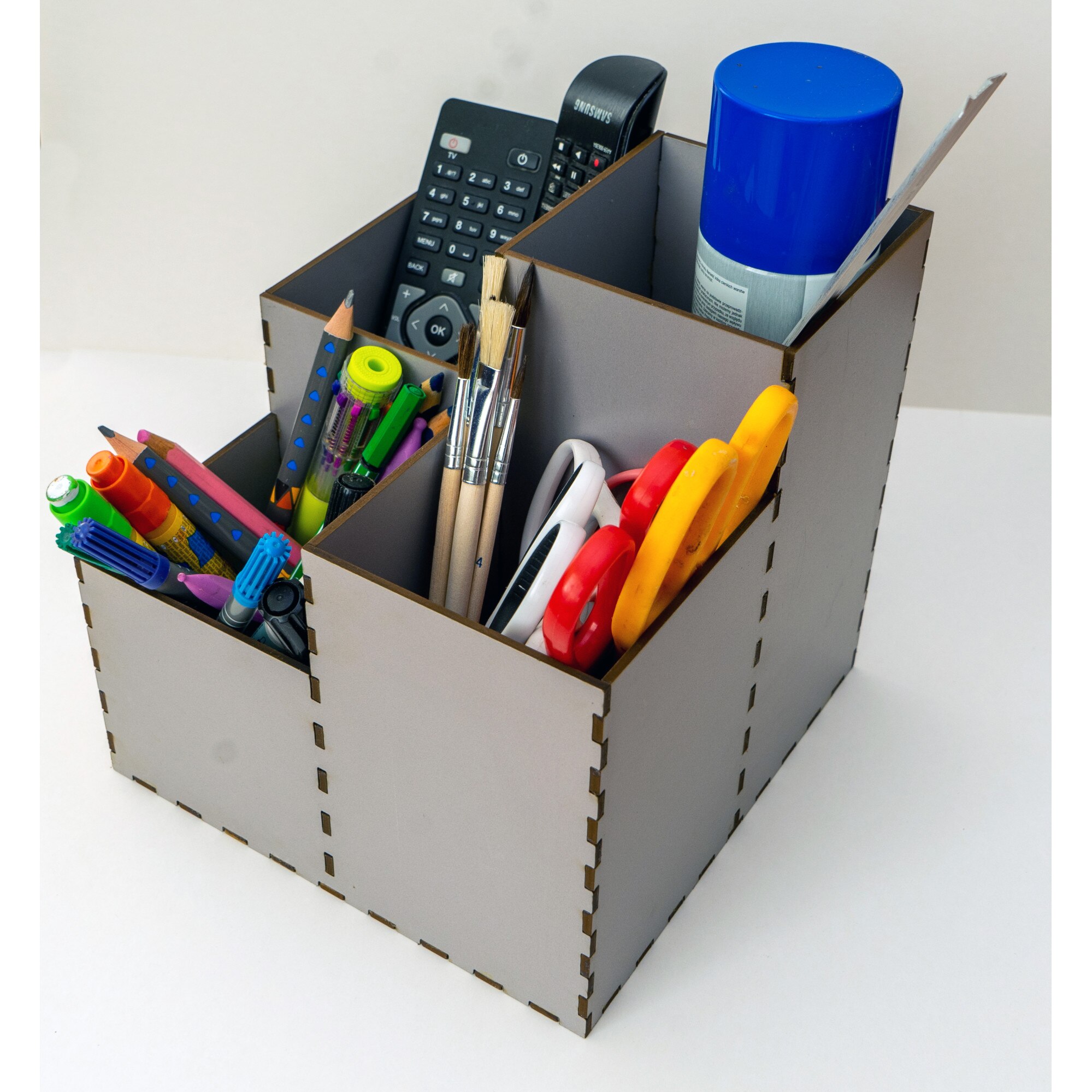 Organizator de birou cub cu 4 compartimente, 20x20x20cm fabricat din ...