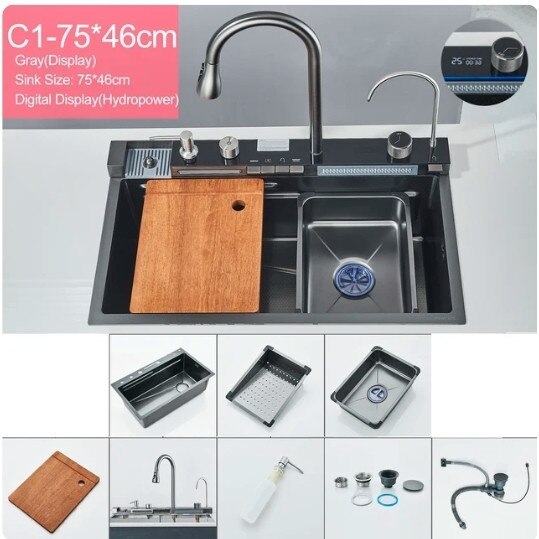 Set chiuveta multifunctionala bucatarie, baterie si accesorii ...