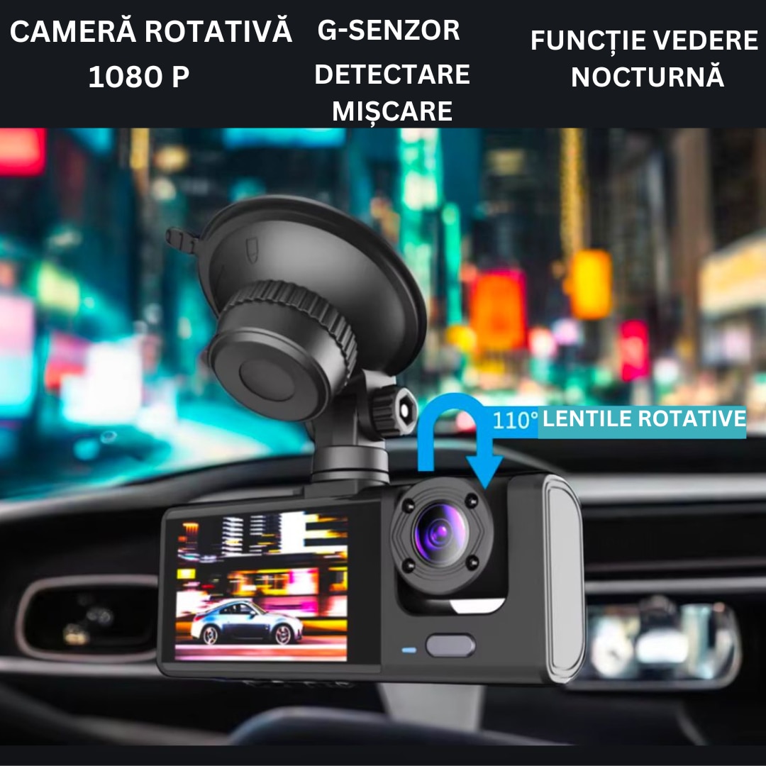 Camera auto de bord, Louluna, si card de memorie 32 GB, Wifi, Aplicatie ...