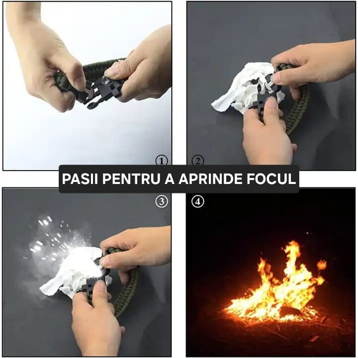 Bratara multifunctionala de supravietuire DIGIMAT®, 5 in 1, busola ...