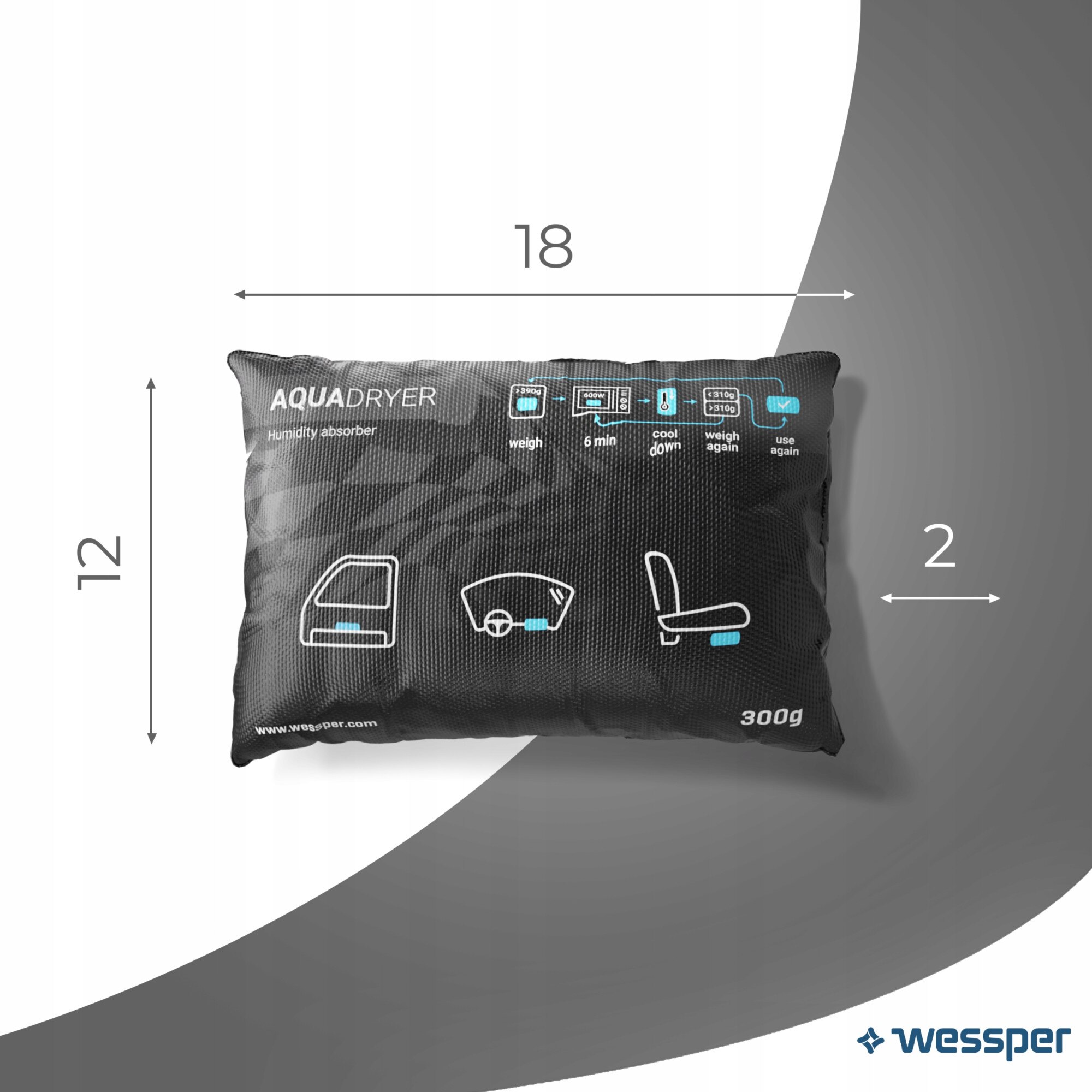 Set 3 pachete absorbante de umiditate masina, Wessper, 300 g, Negru ...