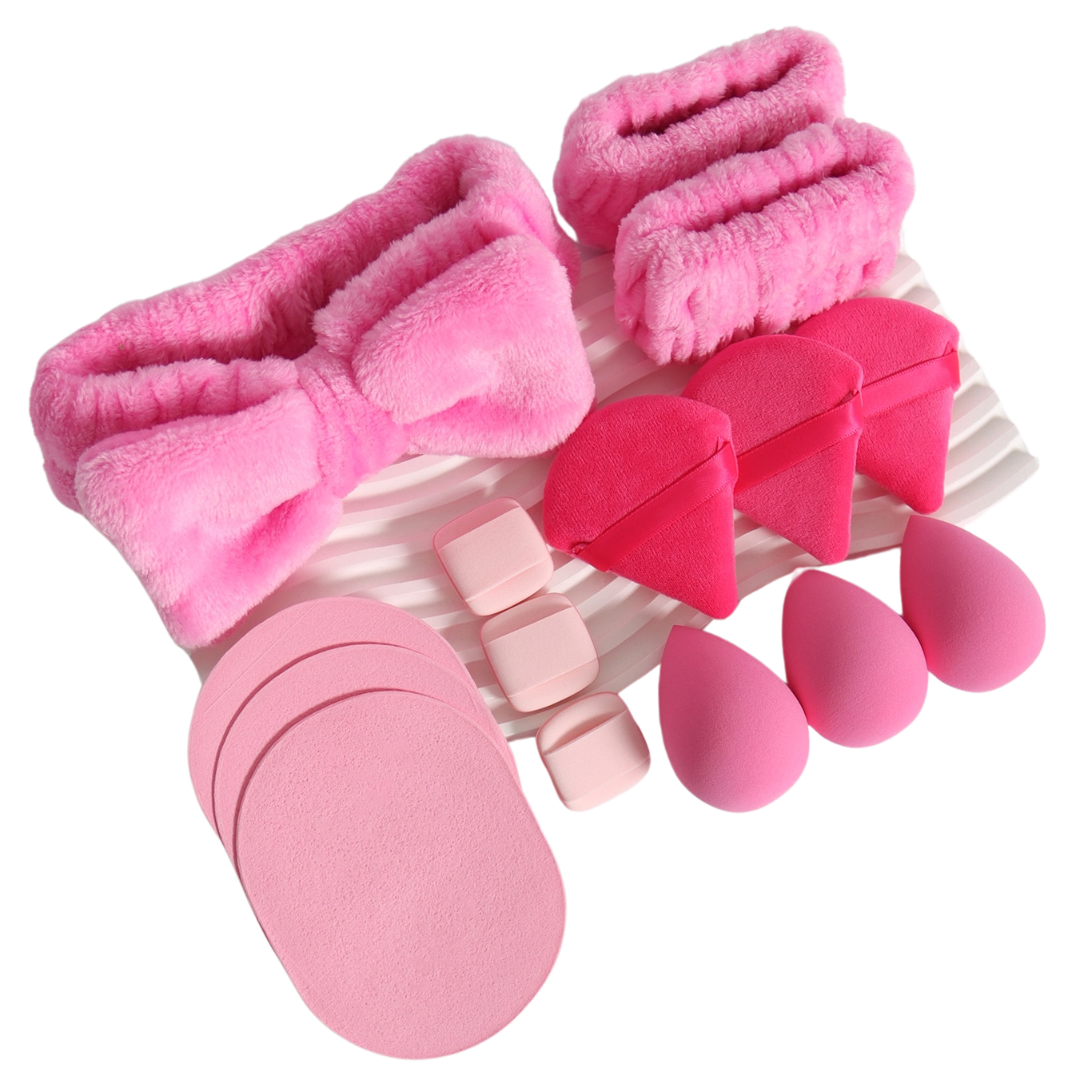 Set de bentite de baie si accesorii pentru machiaj, roz - eMAG.ro