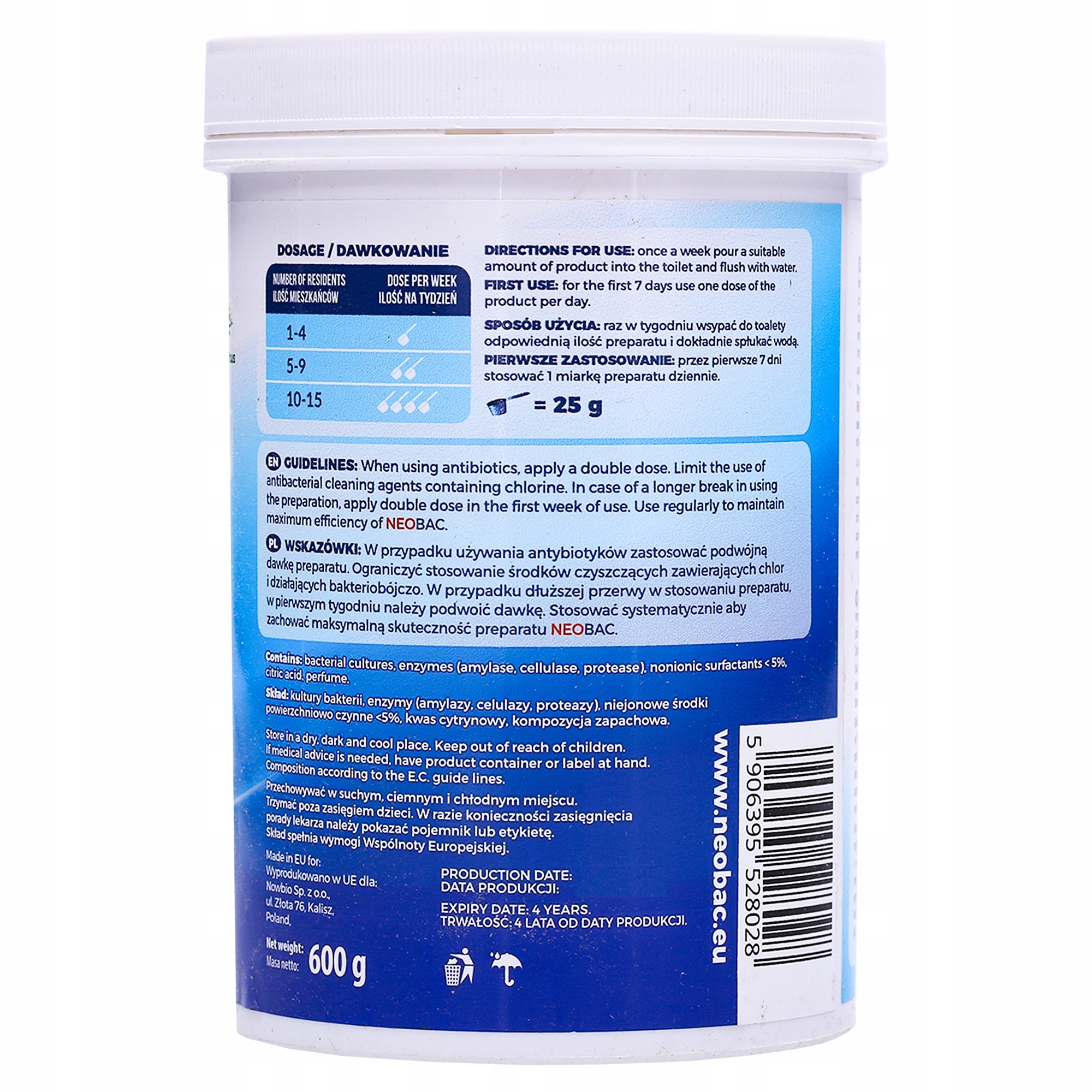 Set 4 solutii activator bacterian pentru fosa septica, NeoBac, 2.4kg ...