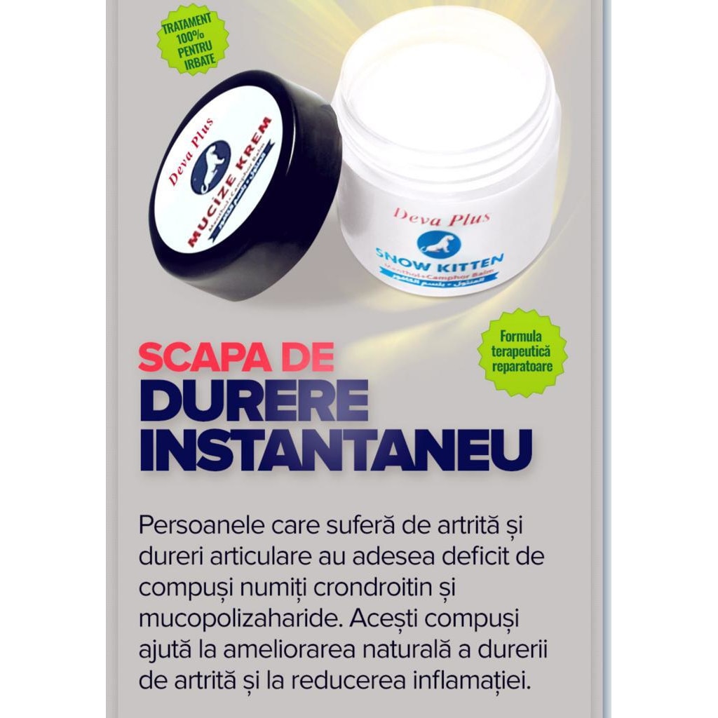 Set Crema de incalzire pentru dureri musculare si articulare, Deva plus, Snow kitten, 40 ml x 2 ...