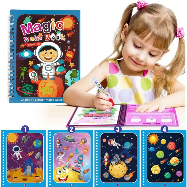 Carte de colorat cu apa tip Magic Book in limba engreza, Linomag ...