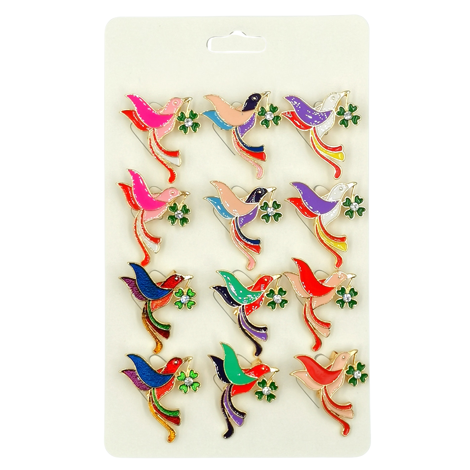 Set 12 brose pentru martisor, NEVERMORE, Cotofana, 2.5cm, Multicolor ...
