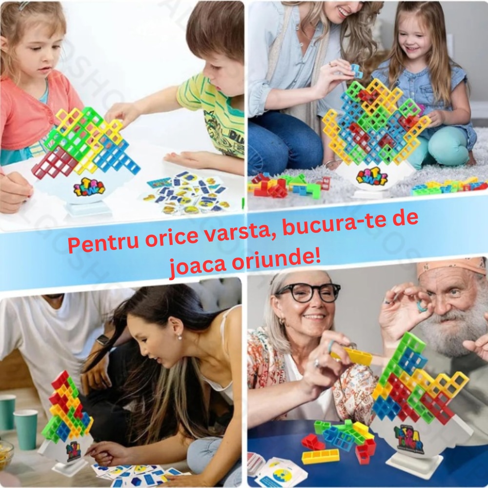 Joc de societate tip Tetris, Tetra Tower, constructie si echilibru ...