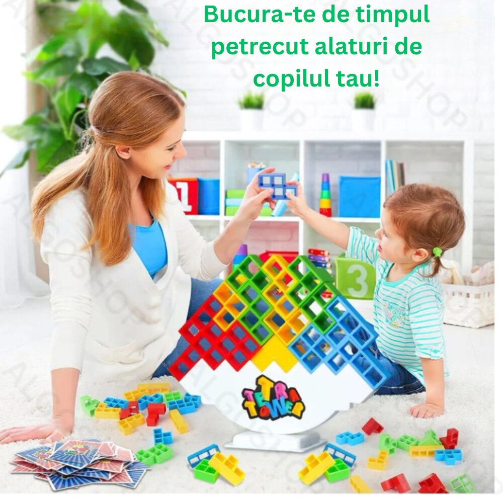 Joc de societate tip Tetris, Tetra Tower, constructie si echilibru ...