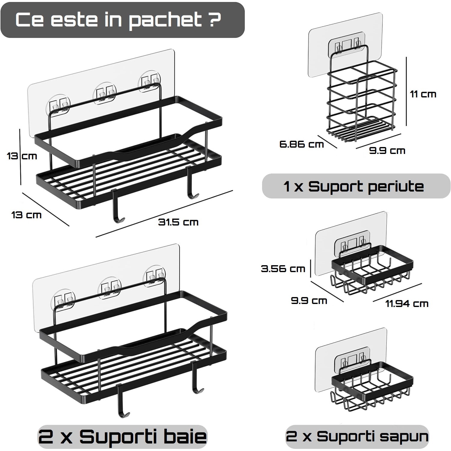 Raft de dus tip etajera baie, organizator depozitare Zenai, set 5 ...