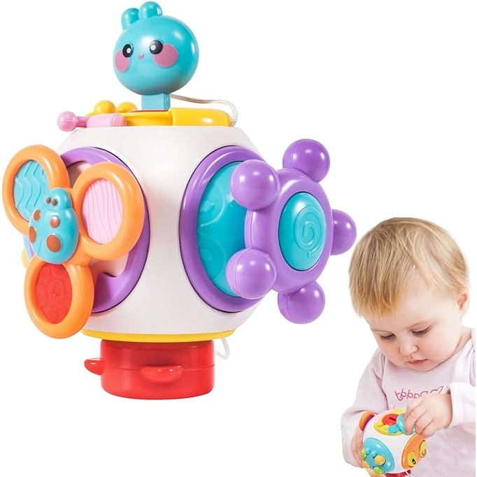 Jucarie cub interactiv 6 in 1, educativa si senzoriala pentru bebelusi ...
