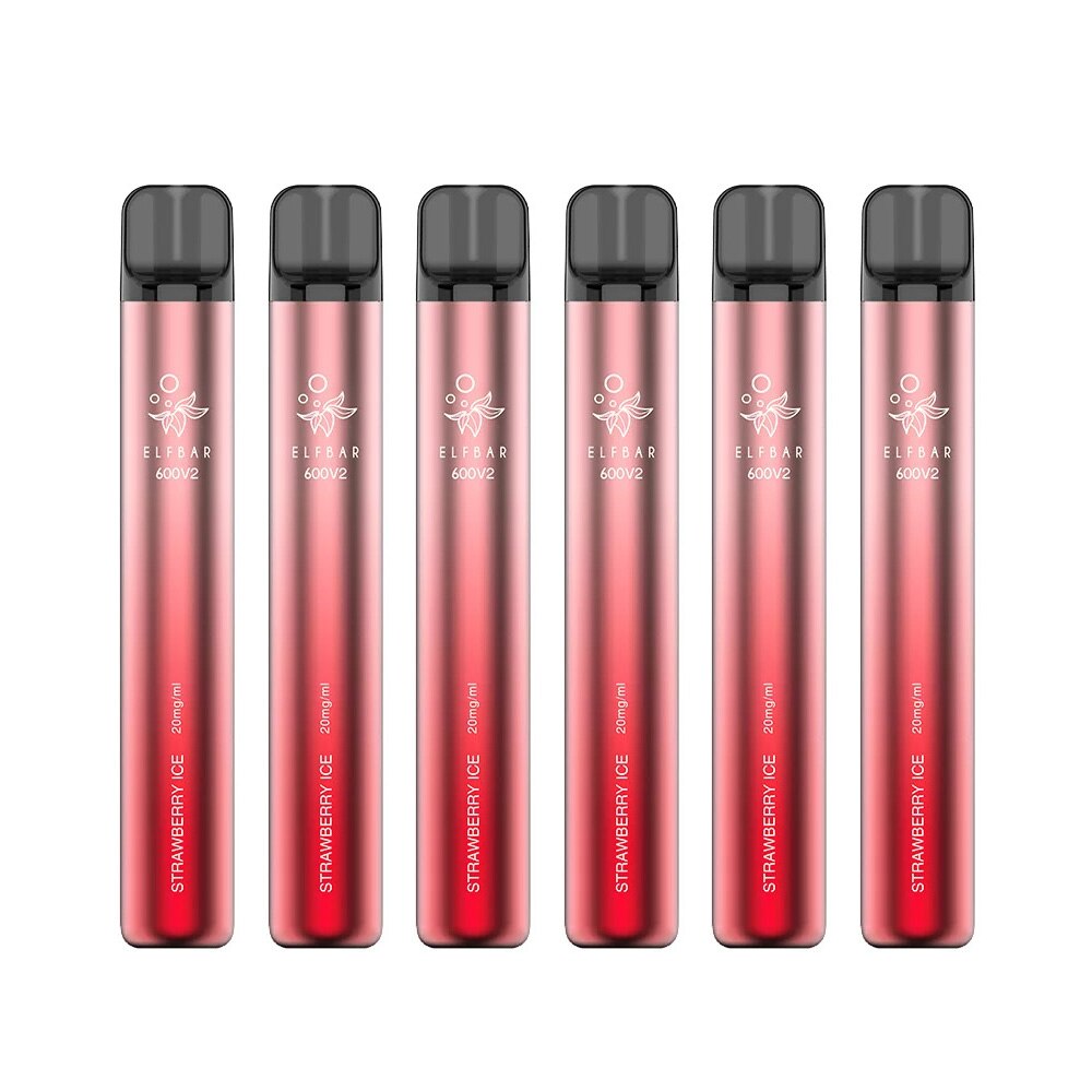 Set 6 Tigari electronice Elfbar 600 V2 Strawberry Ice, 2ml, 20mg/ml ...