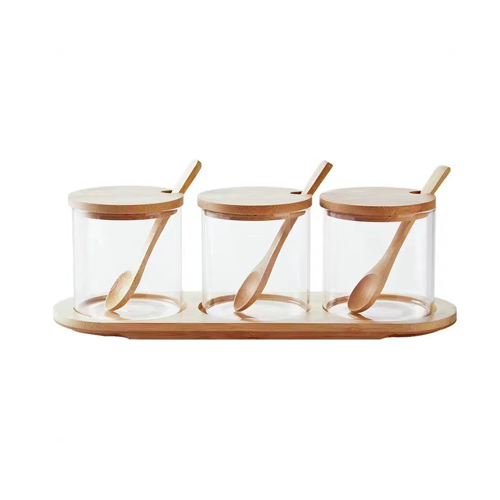 Set 3 recipient din sticla, Axroad Mall, Capac ermetic, 900 ml, Cu ...