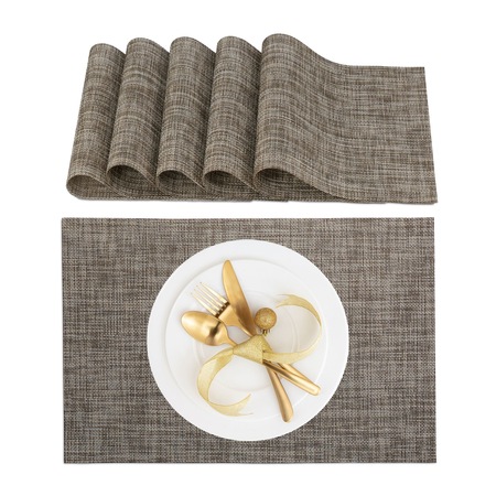 Naproane pentru masa, 6 bucati, poliester, maro, 45 x 30 cm - eMAG.ro