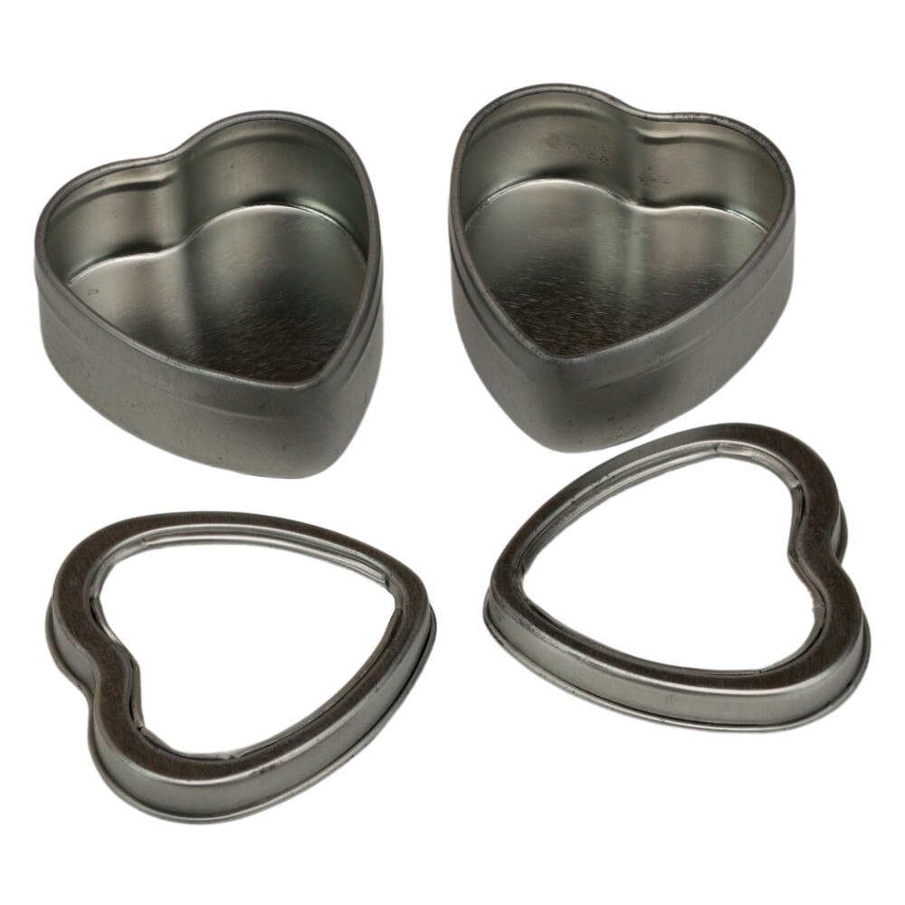 Set 2 cutie metalica inima pentru decor/depozitare, 5.5 x 5.5 x 2.5 cm ...