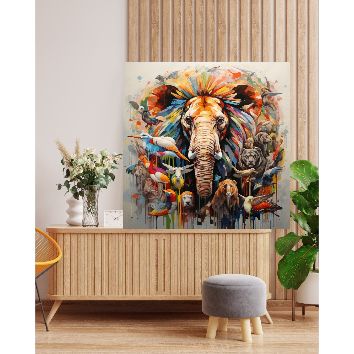 Tablou Canvas, Arta Abstracta cu Animale Exotice, 50x50 cm - eMAG.ro