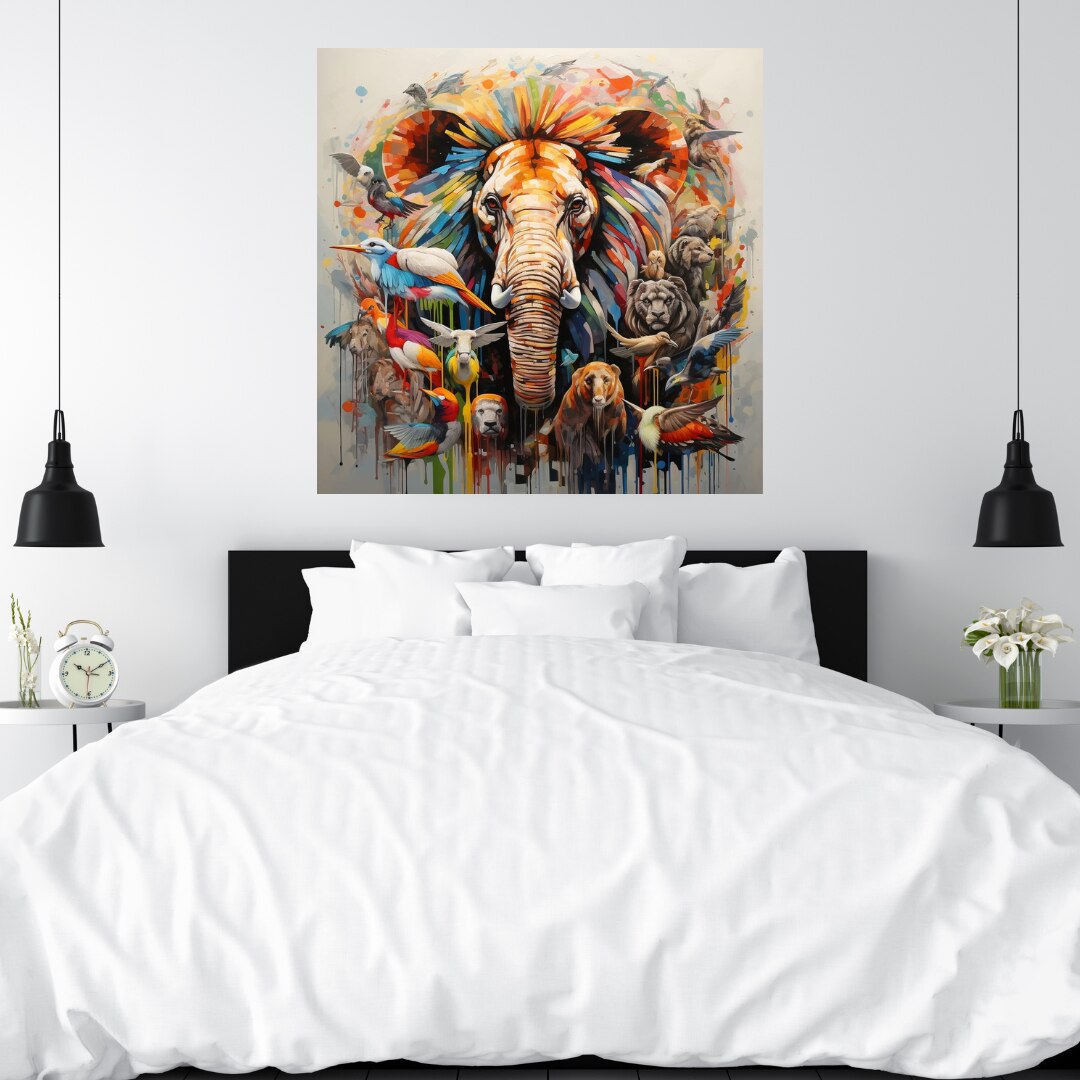 Tablou Canvas, Arta Abstracta cu Animale Exotice, 50x50 cm - eMAG.ro