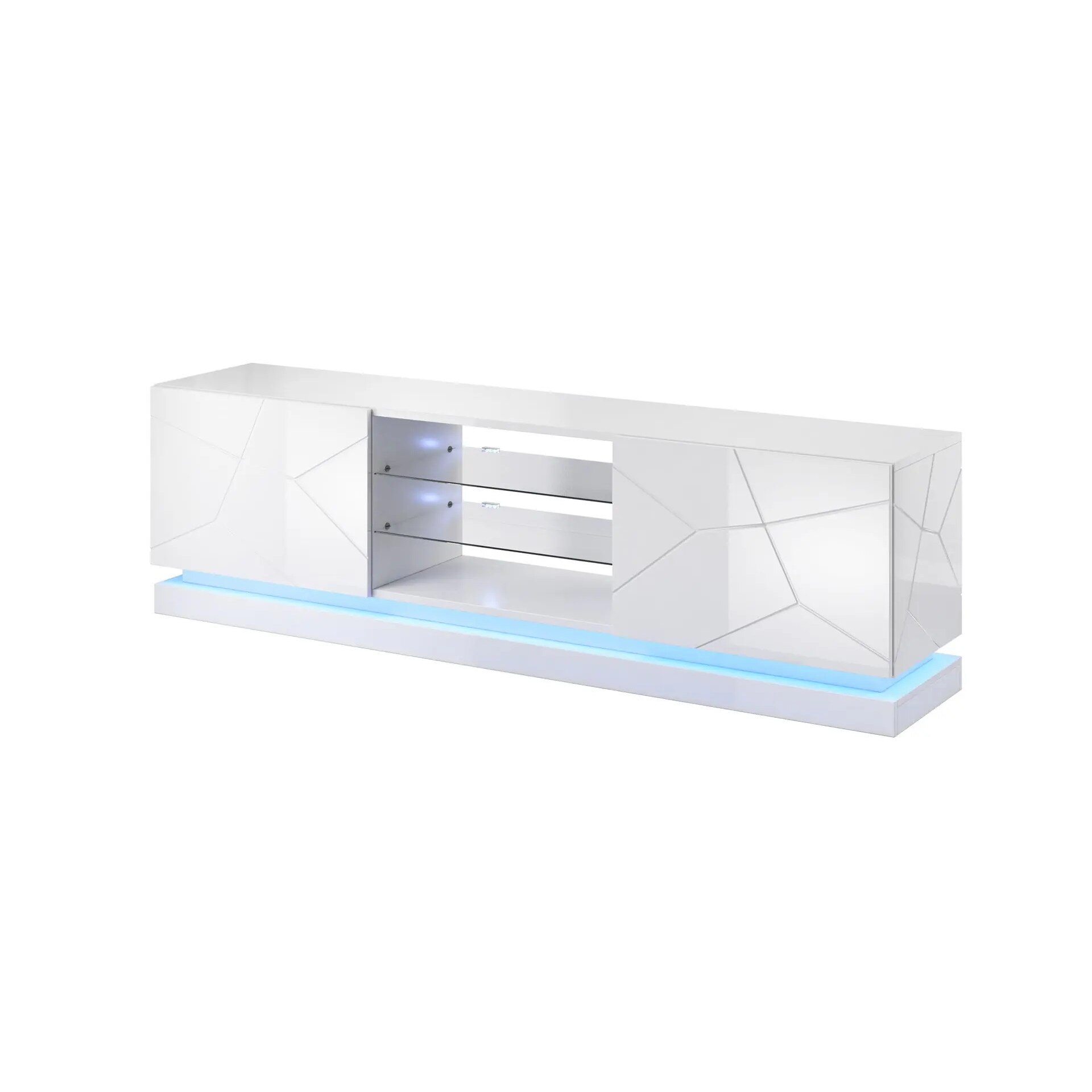 Comoda TV, Cama Meble, Iluminare LED, MDF/PAL/Sticla, 420x2000x570 mm ...