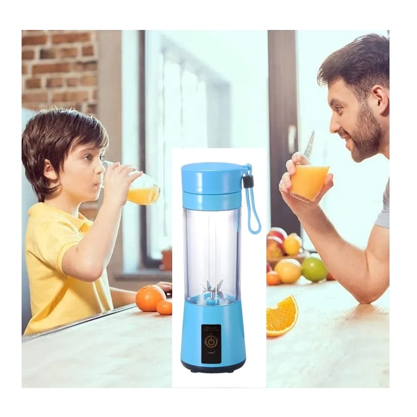Mini Blender Portabil 380 ml, 6 Lame, Bleu - eMAG.ro