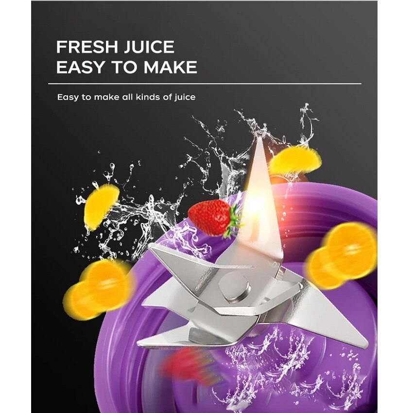 Mini Blender Portabil 380 ml, 6 Lame, Mov - eMAG.ro