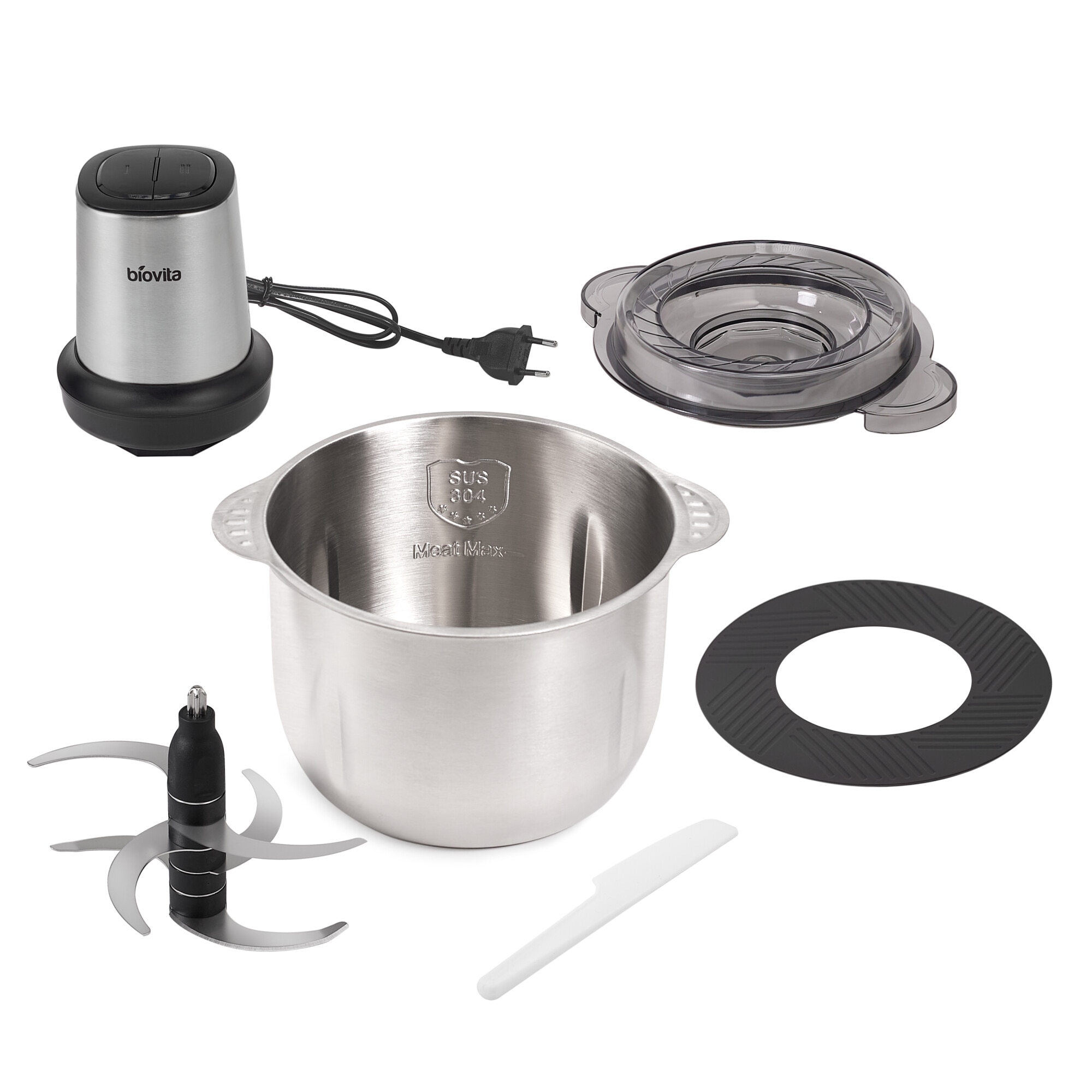 Tocator pentru Alimente, 500W, 3L, 6 Lame, 2 Viteze, Vas din Inox ...