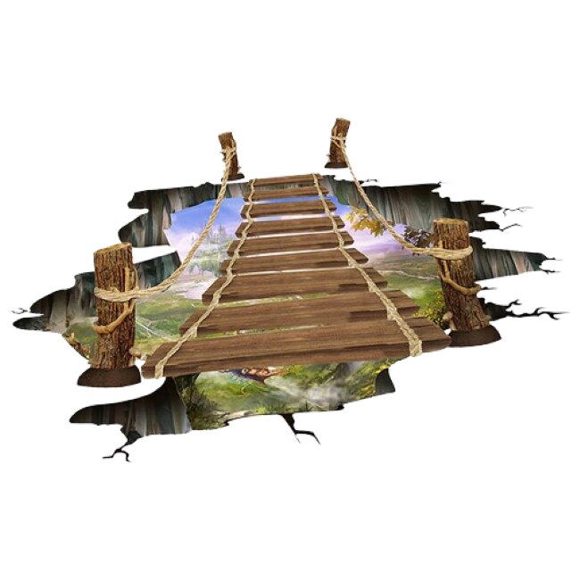 Autocolant 3D pentru podea, model Pod peste prapastie, 97 cm x 64 cm x ...