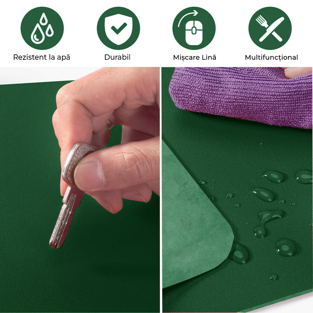 Mousepad office XXL Timebox cu doua fete din piele pu si piele intorasa ...