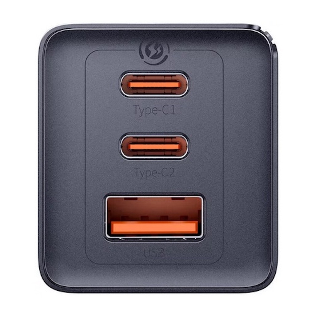 Мрежово зарядно устройство Baseus GaN5, 65W, 2x USB-C, 1x USB (Кабел ...