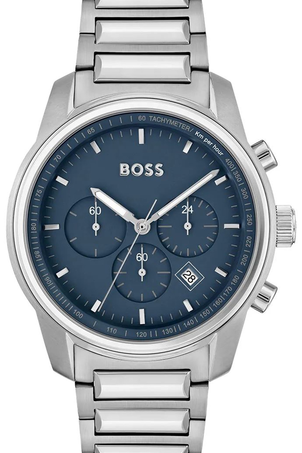 BOSS, Часовник от неръждаема стомана с хронограф, Сребрист - eMAG.bg