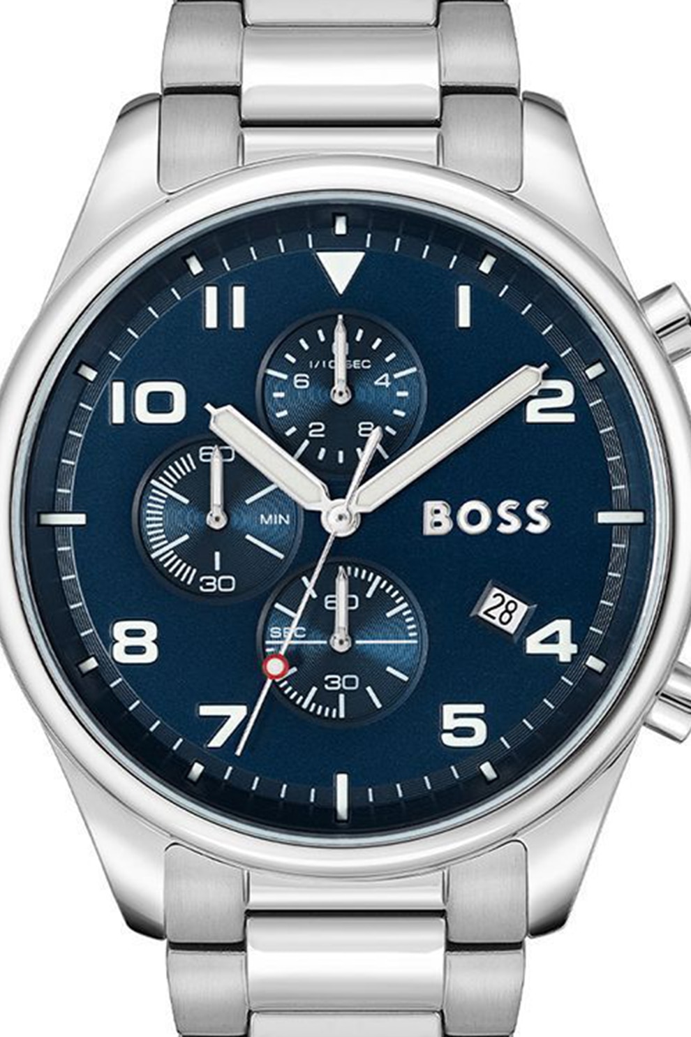 BOSS, Часовник от неръждаема стомана с хронограф, Сребрист - eMAG.bg