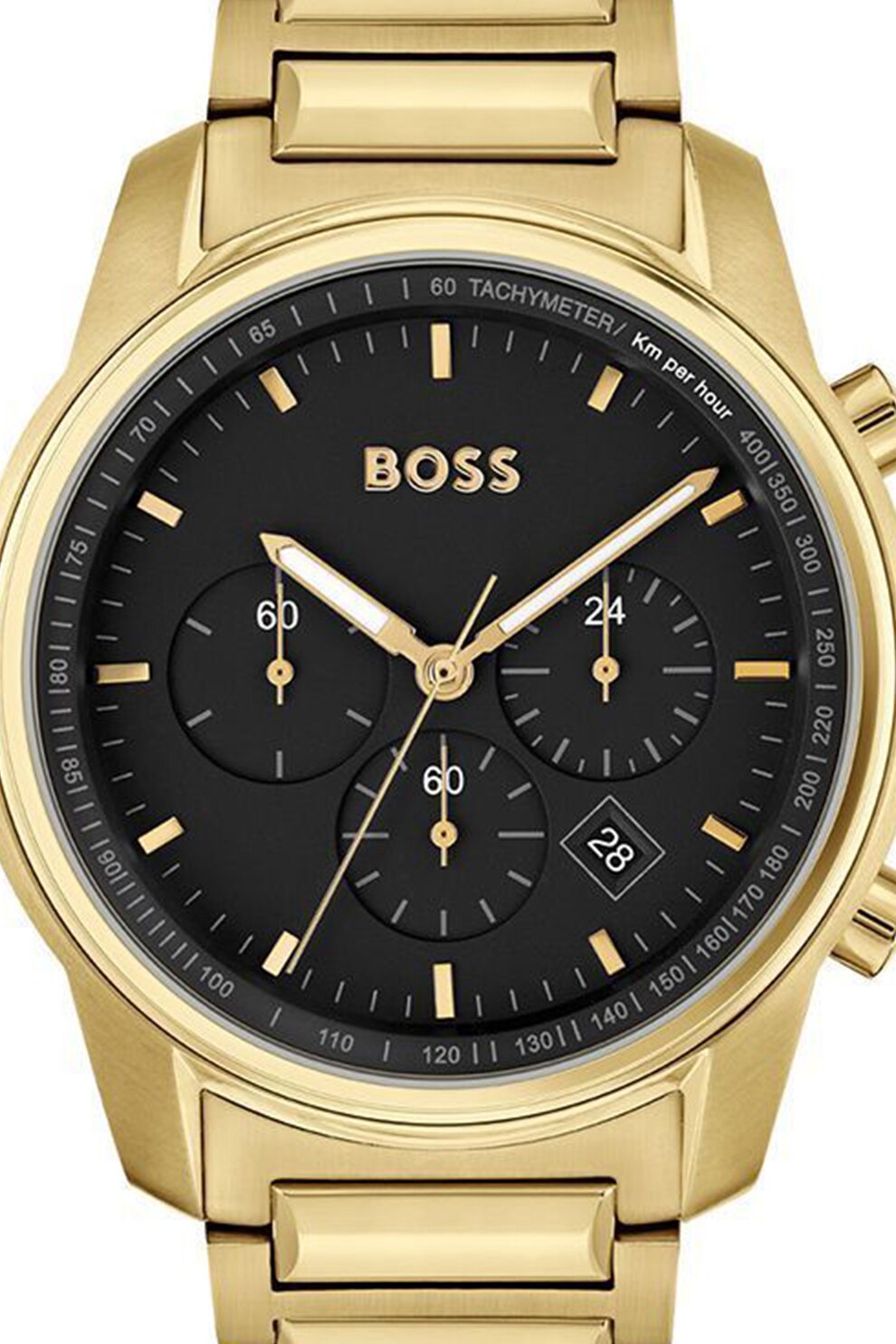 BOSS, Часовник от неръждаема стомана с хронограф, Златист - eMAG.bg