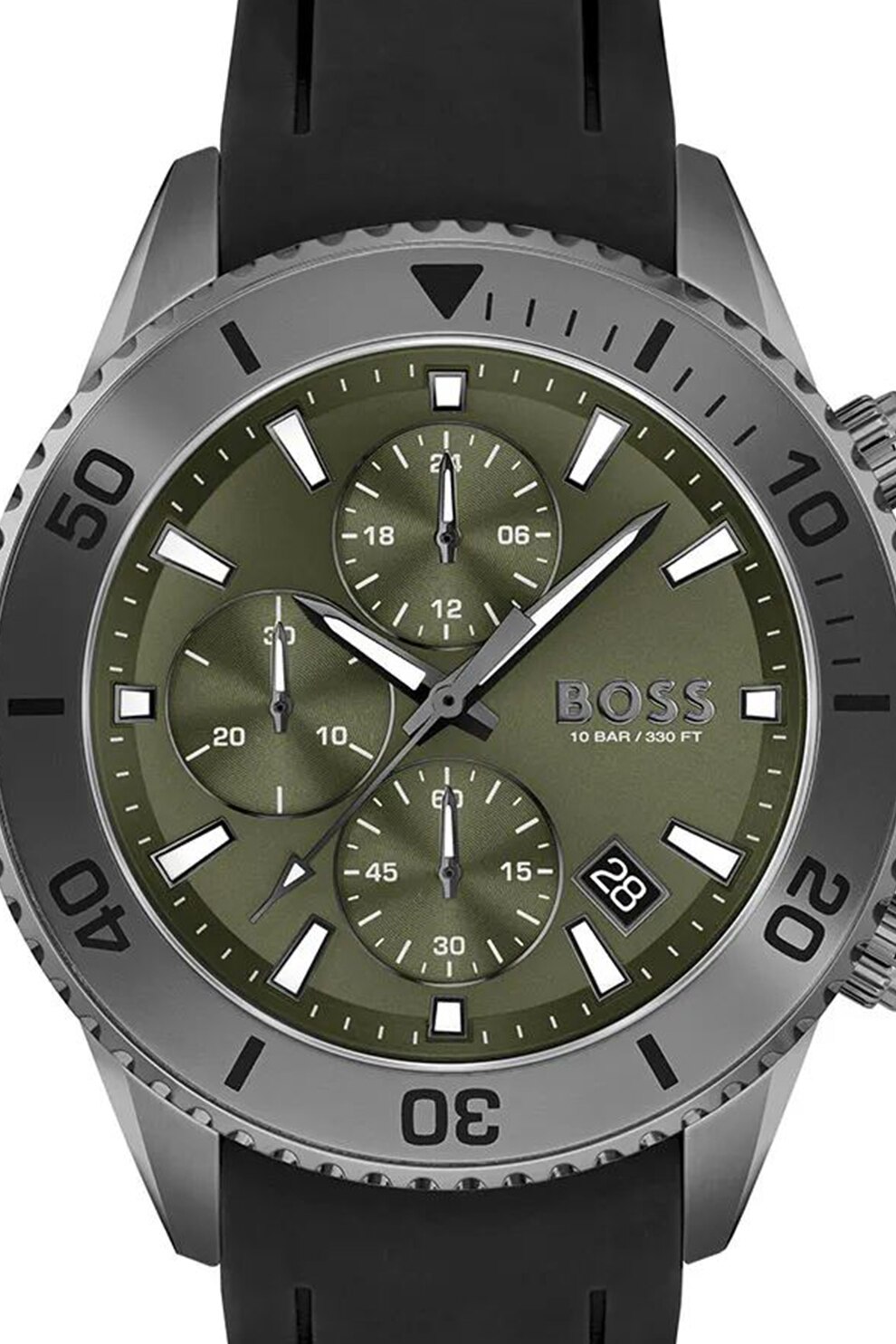 BOSS, Часовник с хронограф и силиконова каишка, Черен - eMAG.bg