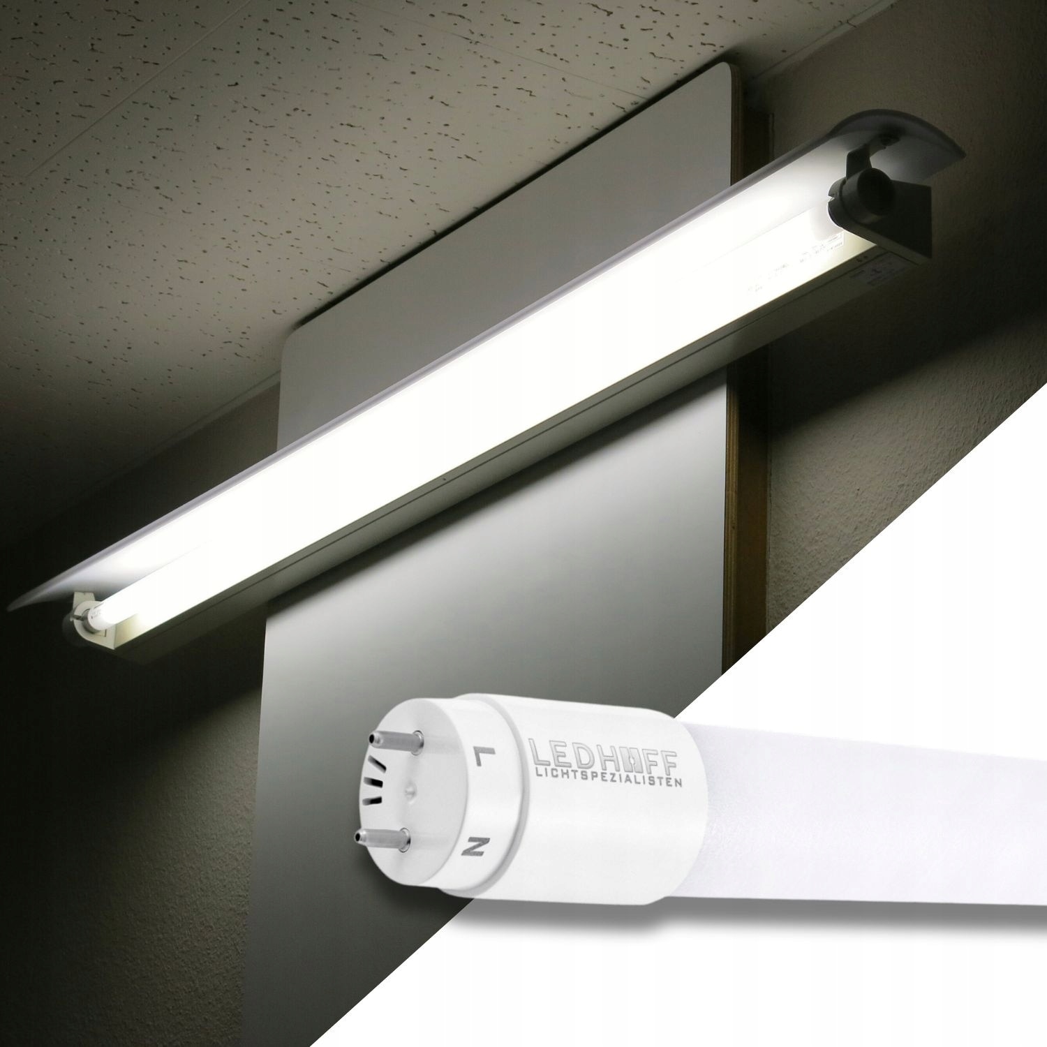 Set 10 tuburi LED, Ledhoff, 9W, T8, G13, 60cm, 4000K, Neutra, 1080lm ...