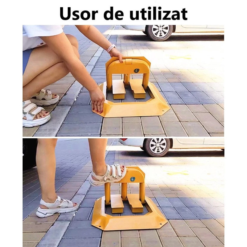 Blocator parcare batant, manual, rectangular, 7kg, Galben - eMAG.ro