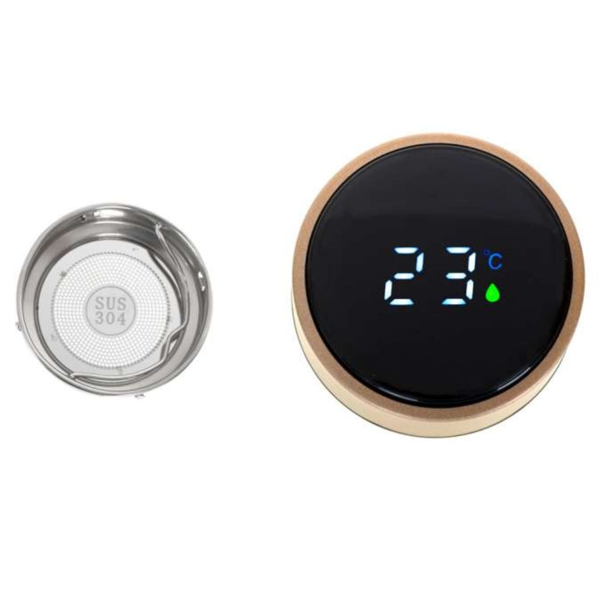 Termos Smart Crem cu sita infuzare, afisare LED temperatura, 500 ml ...