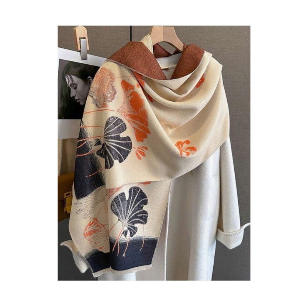 Esarfa lunga tip sal pentru dama din materiale premium, model frunza ...
