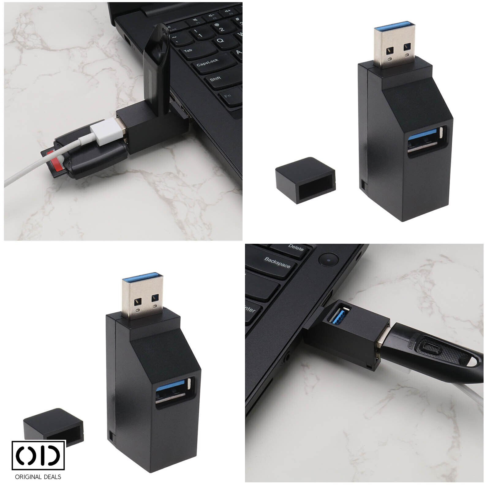 Hub Usb cu 3 Porturi si Adaptor Usb Tip C si Usb 3.0, Viteza Transfer ...