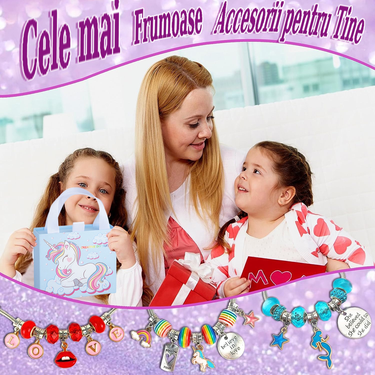 Kit de Facut Bratari Charm-uri Talismane tip Pandora, Accesorii pentru ...