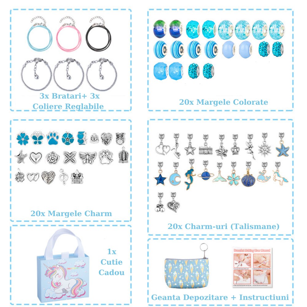 Kit de Facut Bratari Charm-uri Talismane tip Pandora, Accesorii pentru ...