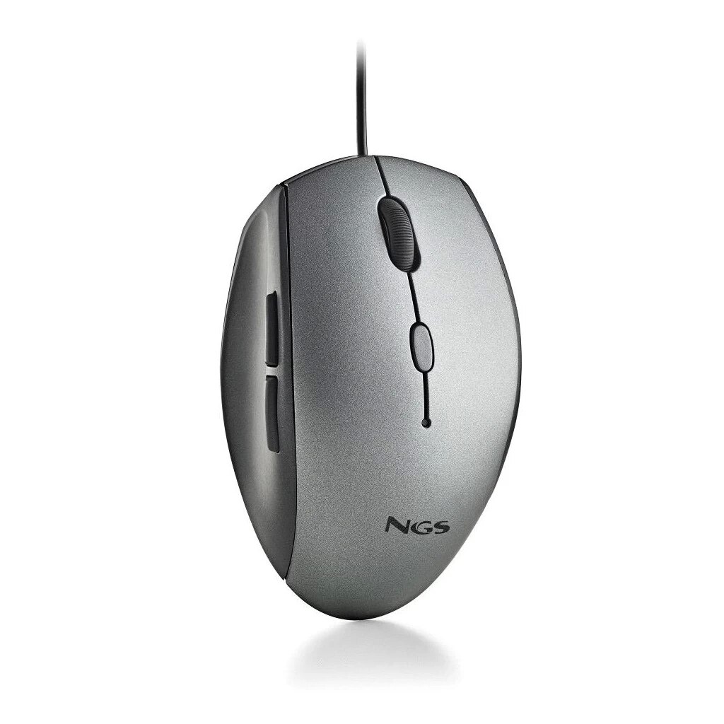 Mouse ergonomic silentios cu fir NGS Moth Grey cu adaptor USB la tip C ...