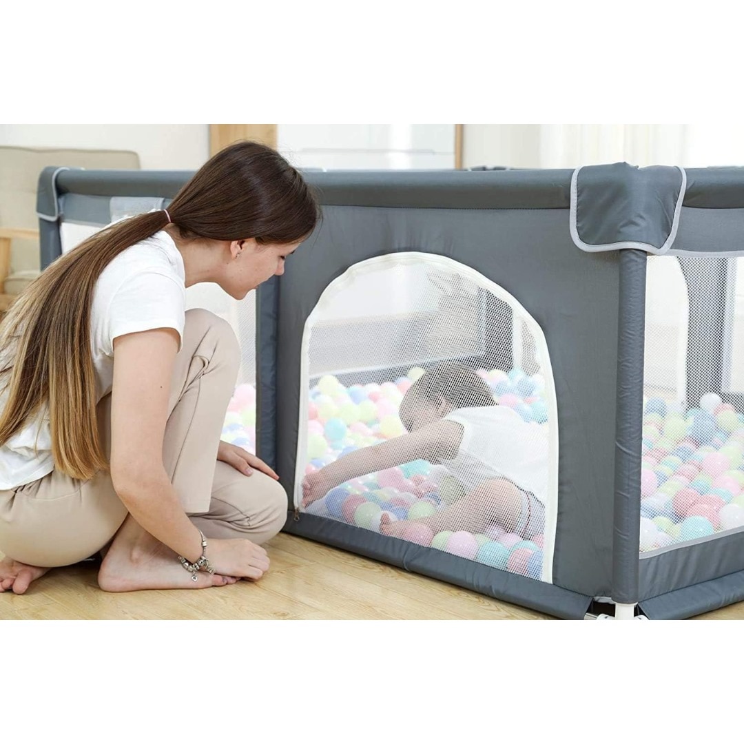 Tarc de joaca pentru bebelusi, Varsta 0-5 ani, 150x180x65 cm, Protectii ...