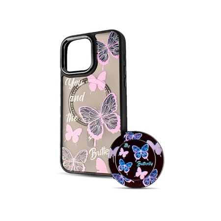 Husa BOTER MagSafe + Popsocket pentru Apple iPhone 13, Butterflies ...
